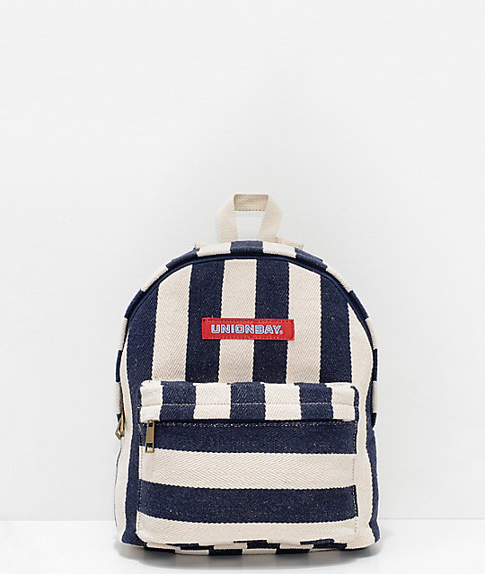 Black And White Striped Mini Backpack | semashow.com