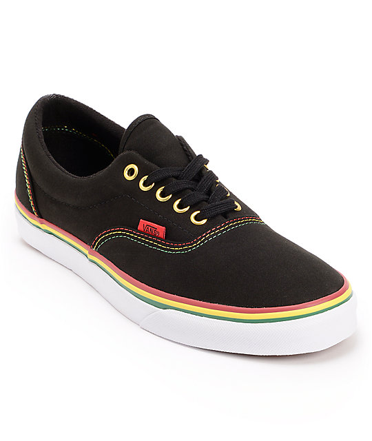 Vans Era Black & Rasta Canvas Skate Shoes | Zumiez