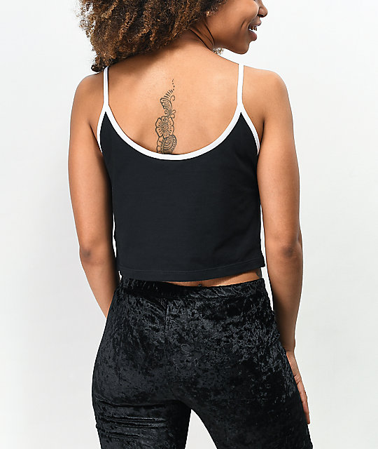 adidas Black Spaghetti Strap Crop Tank Top | Zumiez