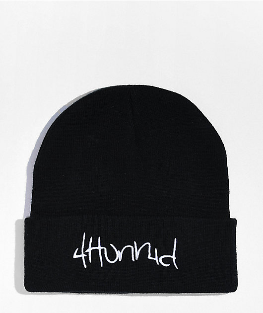 4Hunnid Black Cuff Beanie | Zumiez