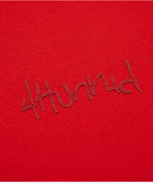 4Hunnid Komfort Kollection Red Pigment Dye Hoodie | Zumiez