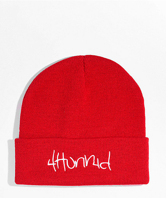 4Hunnid Red Cuff Beanie
