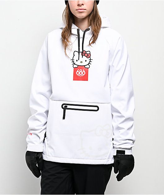 686 x Hello Kitty White 10K Snowboard Hoodie | Zumiez