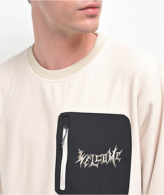 686 x Welcome Beige Micro Fleece Crewneck Sweatshirt | Zumiez
