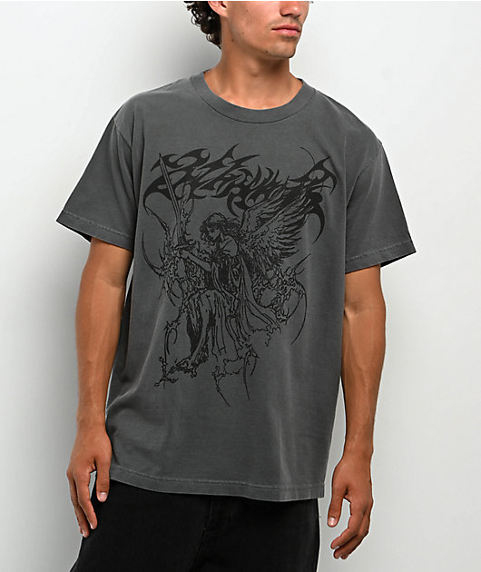 8THWNDR Sigil Angel Black Wash T-Shirt | Zumiez