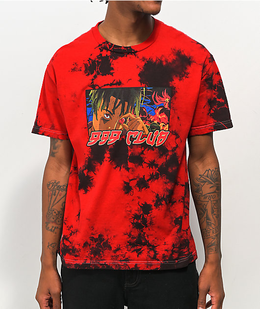 999 Club by Juice WRLD Anime Red & Black Tie Dye T-Shirt | Zumiez