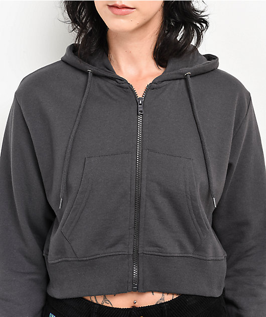 A-Lab Meltdown Charcoal Crop Zip Hoodie