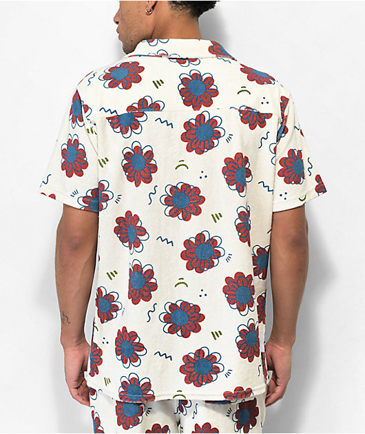 A.LAB Cruise Terry White Short Sleeve Button Up Shirt | Zumiez