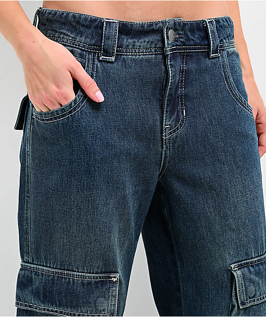 A.LAB Ether Blue Cargo Flare Jeans | Zumiez