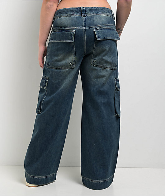 A.LAB Ether Blue Cargo Flare Jeans | Zumiez