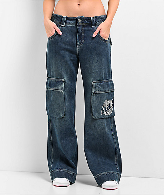 A.LAB Ether Blue Cargo Flare Jeans | Zumiez
