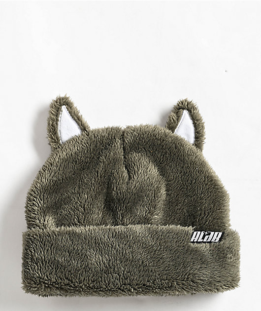 A.LAB Grey Plush Wolf Beanie | Zumiez