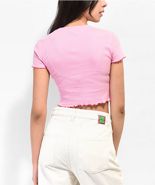 A.LAB Katrina Butterfly Cutout Pink Crop Top | Zumiez
