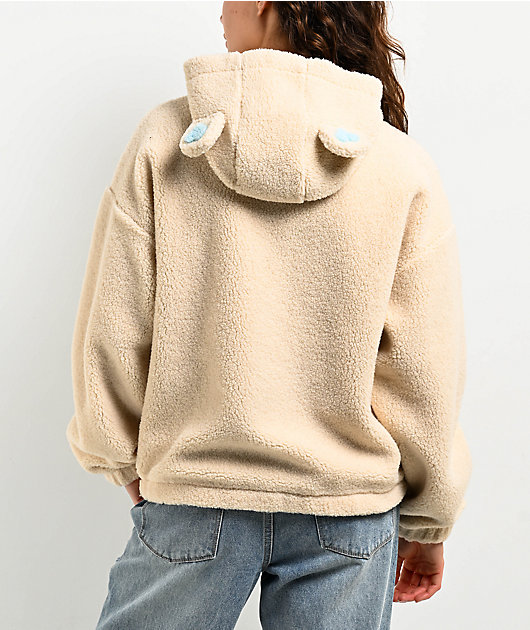 A.LAB Lydia Teddy Heart White & Blurple Sherpa Zip Hoodie | Zumiez