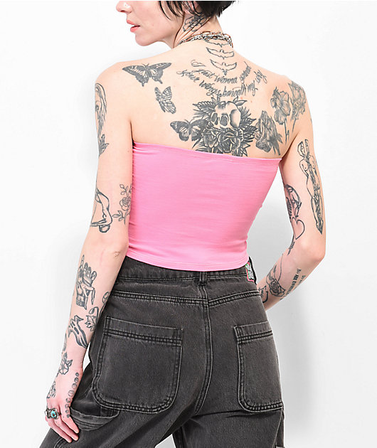 A.LAB Rayne Angel Heart Pink Tube Top | Zumiez