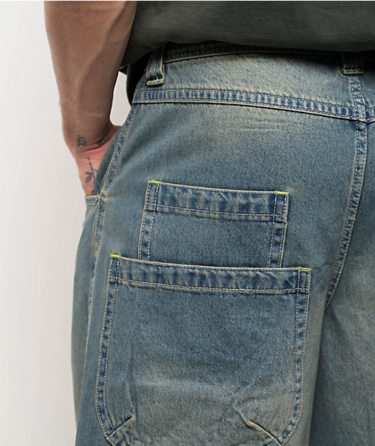 A.LAB Star Blue Wash Mega Rave Shorts | Zumiez