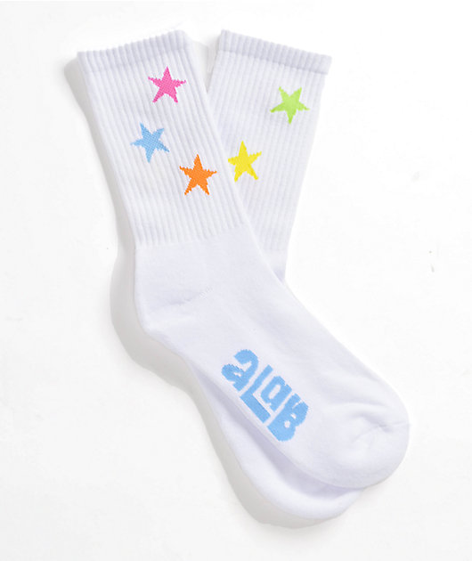A.LAB Stars White Crew Socks | Zumiez