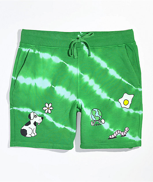 A.LAB Wavelength Green & Blue Tie Dye Sweat Shorts | Zumiez