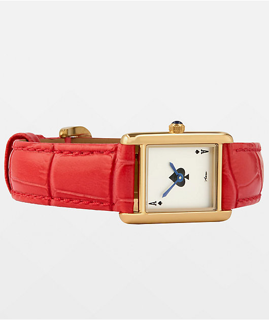 AURA Tank Ace Red & Gold Analog Watch | Zumiez