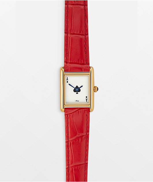 AURA Tank Ace Red & Gold Analog Watch | Zumiez