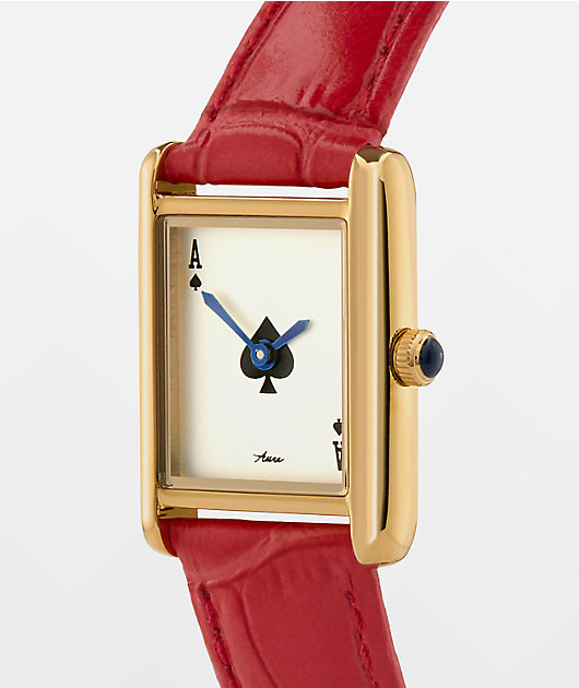 AURA Tank Ace Red & Gold Analog Watch | Zumiez