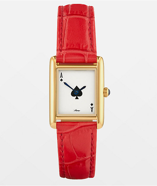 AURA Tank Ace Red & Gold Analog Watch | Zumiez