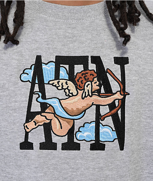 Above The Norm Lone Angel Grey Crewneck Sweatshirt | Zumiez