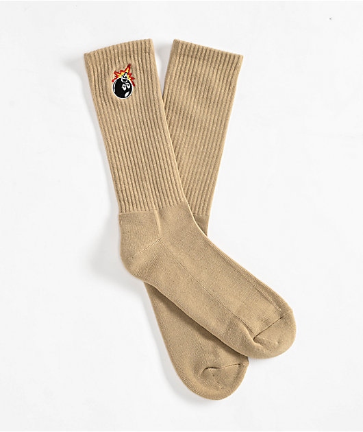 Adam Bomb Logo Cream Crew Socks | Zumiez