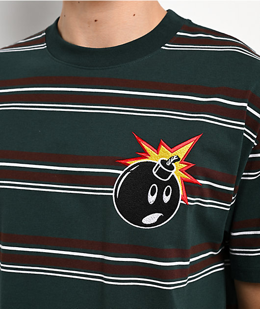 Adam Bomb Logo Striped Green Knit Boxy T-Shirt | Zumiez