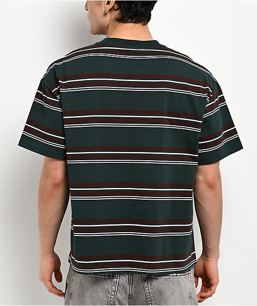 Adam Bomb Logo Striped Green Knit Boxy T-Shirt | Zumiez
