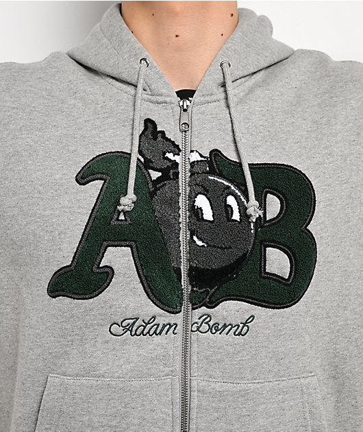 Adam Bomb Mascot Chenille Grey Zip Hoodie | Zumiez