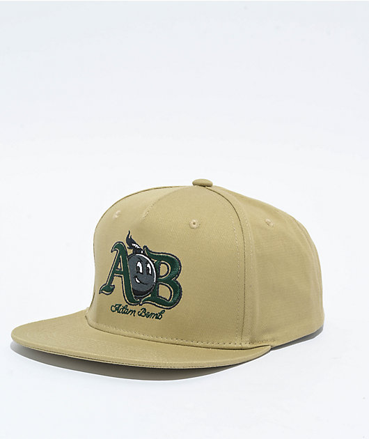 Adam Bomb Mascot Script Khaki Snapback Hat | Zumiez