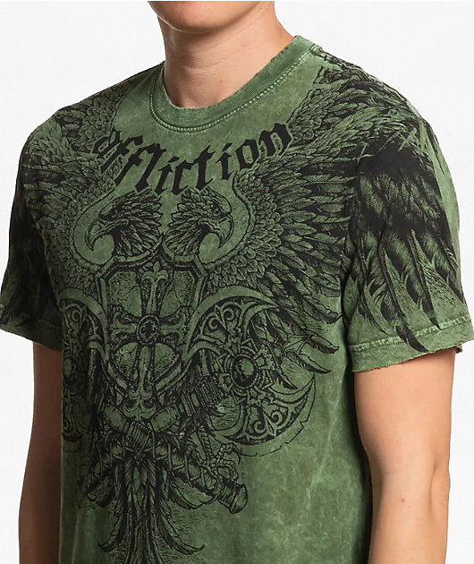Affliction Alpha Strike Green Wash T-Shirt | Zumiez