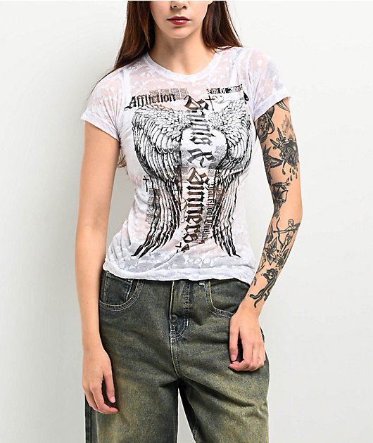 Affliction Angel City Burnout White T-Shirt | Zumiez