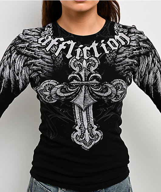Affliction Angelo Black Thermal Long Sleeve T-Shirt | Zumiez