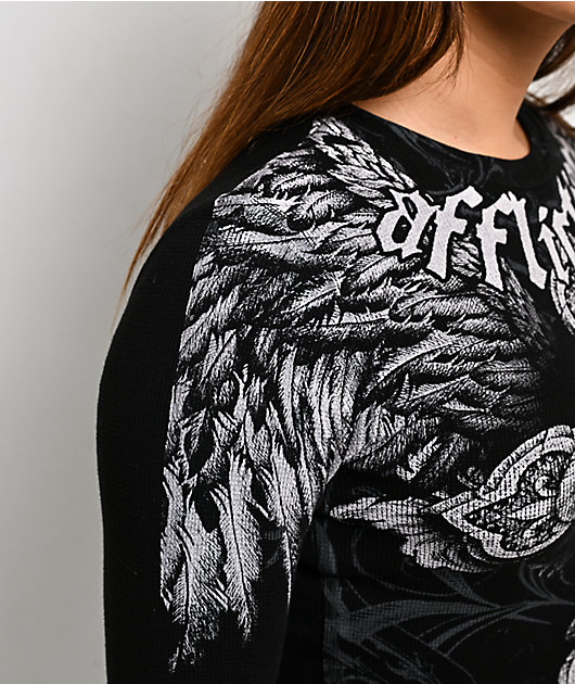Affliction Angelo Black Thermal Long Sleeve T-Shirt | Zumiez