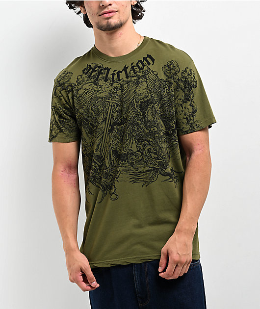 Affliction Angels Green T-Shirt | Zumiez
