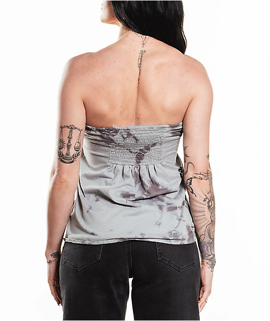 Affliction Betty Jane Grey Flare Tube Top | Zumiez