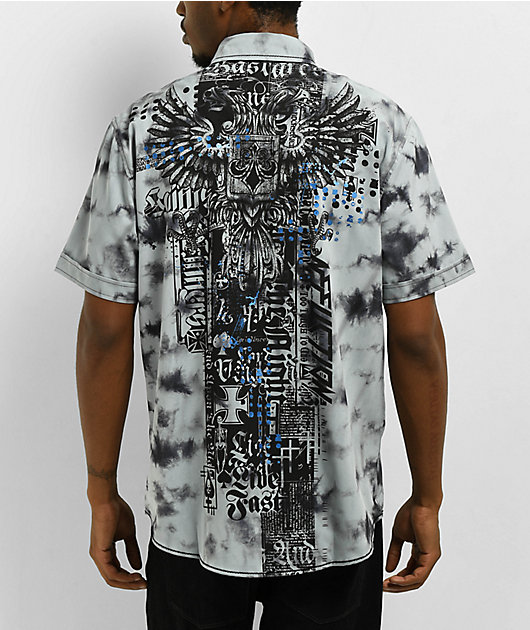 Affliction Blackpool Crust Charcoal Wash Short Sleeve Button Up Shirt ...