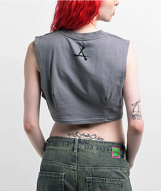 Affliction Catharsis Grey Crop Tank Top | Zumiez