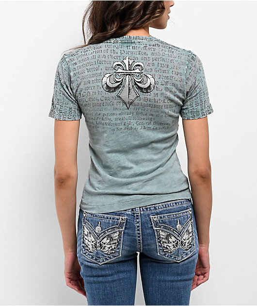 Affliction Collapse Blue Wash V-Neck T-Shirt | Zumiez