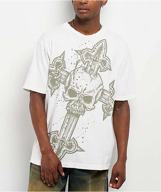 Affliction Cross White T-Shirt | Zumiez