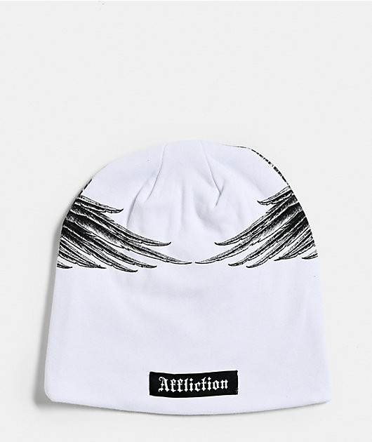 Affliction Crossed Over White Skully Beanie | Zumiez