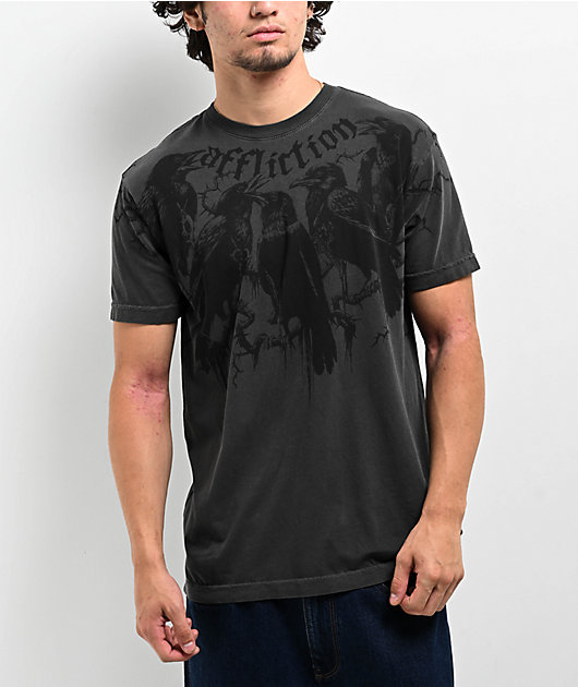 Affliction Crows Charcoal T-Shirt | Zumiez