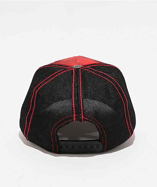 Affliction Crows Dirty Red Potassium Spray & Black Trucker Hat | Zumiez