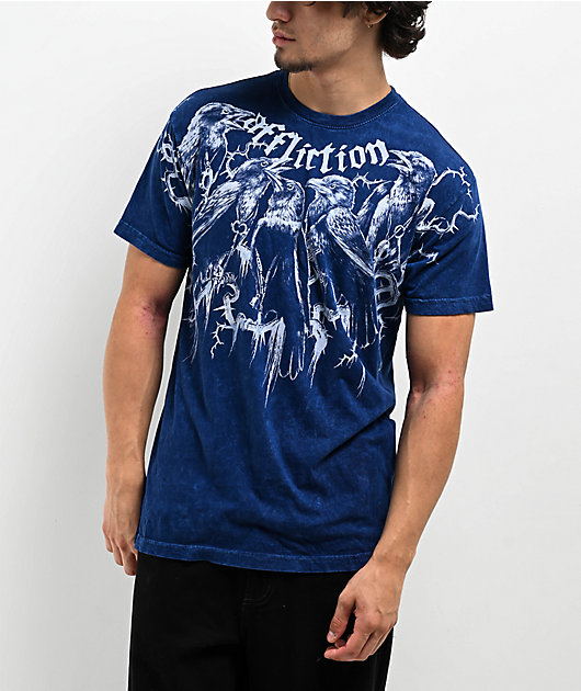 Affliction Crows Navy T-Shirt | Zumiez