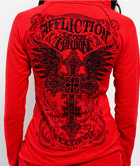 Affliction Elitist Red Wash Button Hoodie | Zumiez