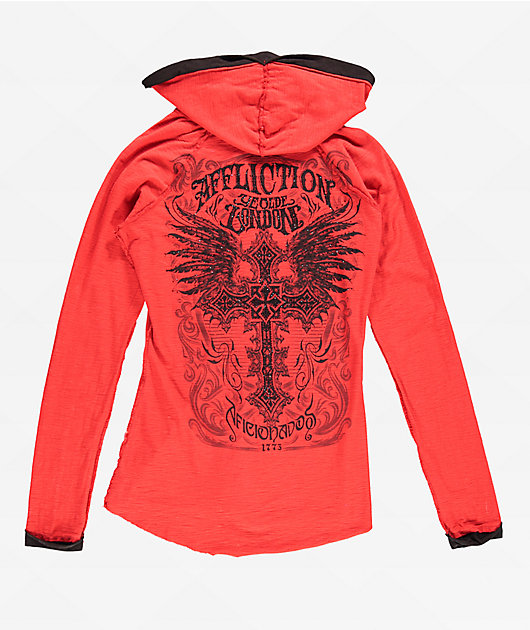 Affliction Elitist Red Wash Button Hoodie | Zumiez