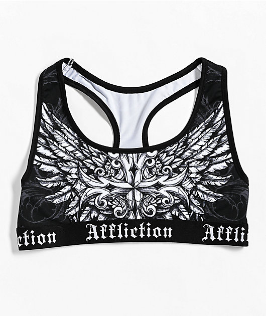 Affliction Empower Black & White Sports Bra | Zumiez
