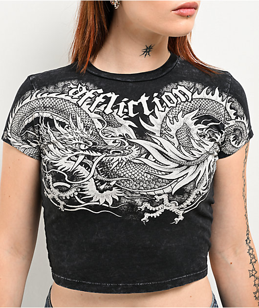 Affliction Flaming Dragon Crop T-Shirt | Zumiez
